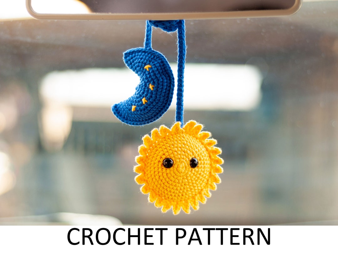 Sun and Moon Crochet Charm Pattern PDF. Cute Car Accessories Interior ...