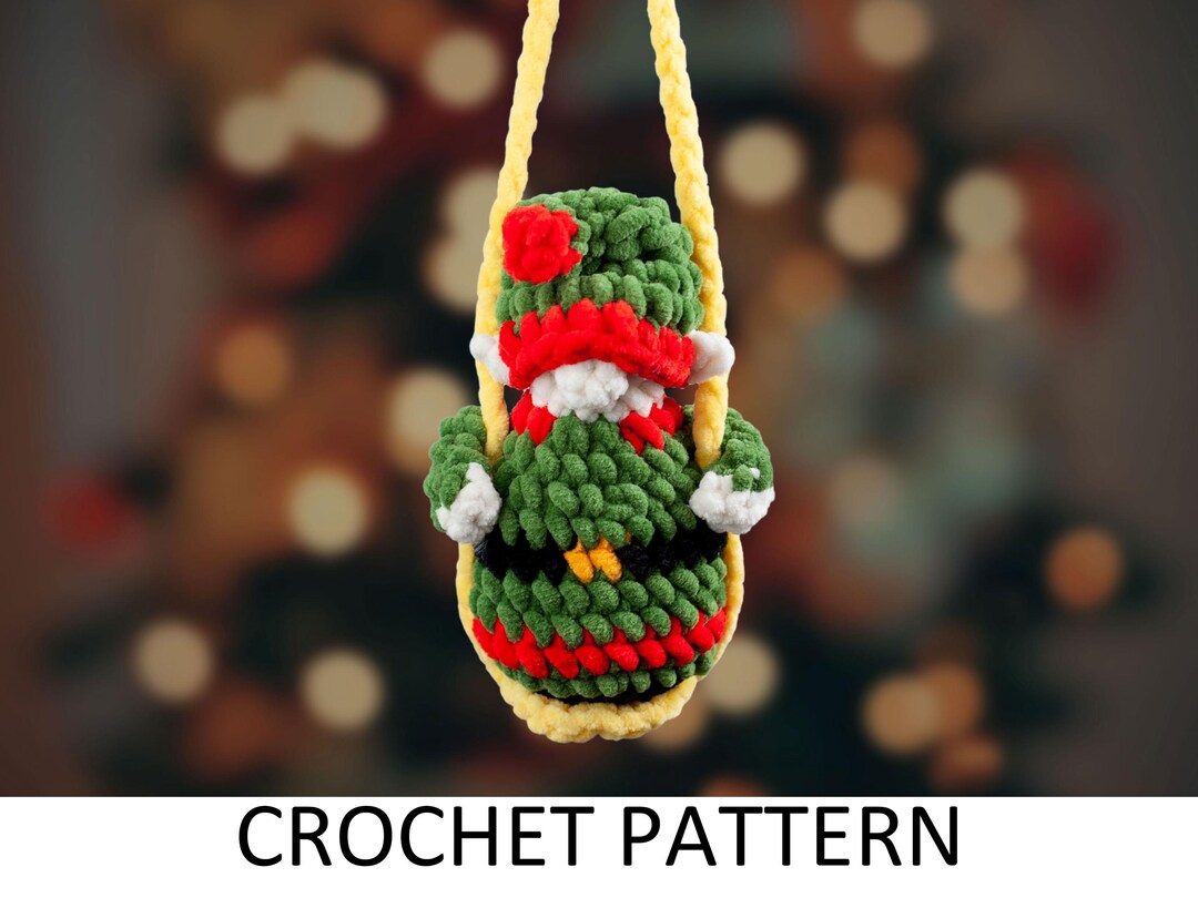 Elf Gnome on Swing Crochet Pattern. Christmas Crochet Car Hanger ...