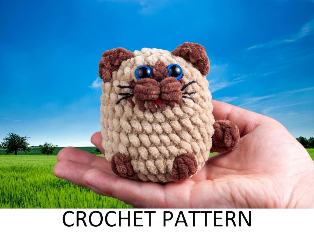 Siamese Cat Crochet Pattern. Easy No Sew Cat Toy. Plush Animal Pattern ...