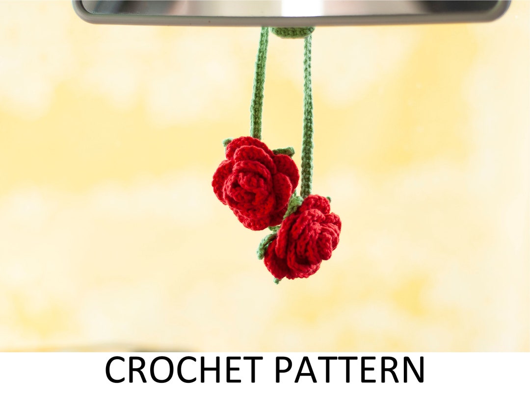 Rose Flower Crochet Pattern. Crochet Car Hanger. Crochet Car Hanging ...