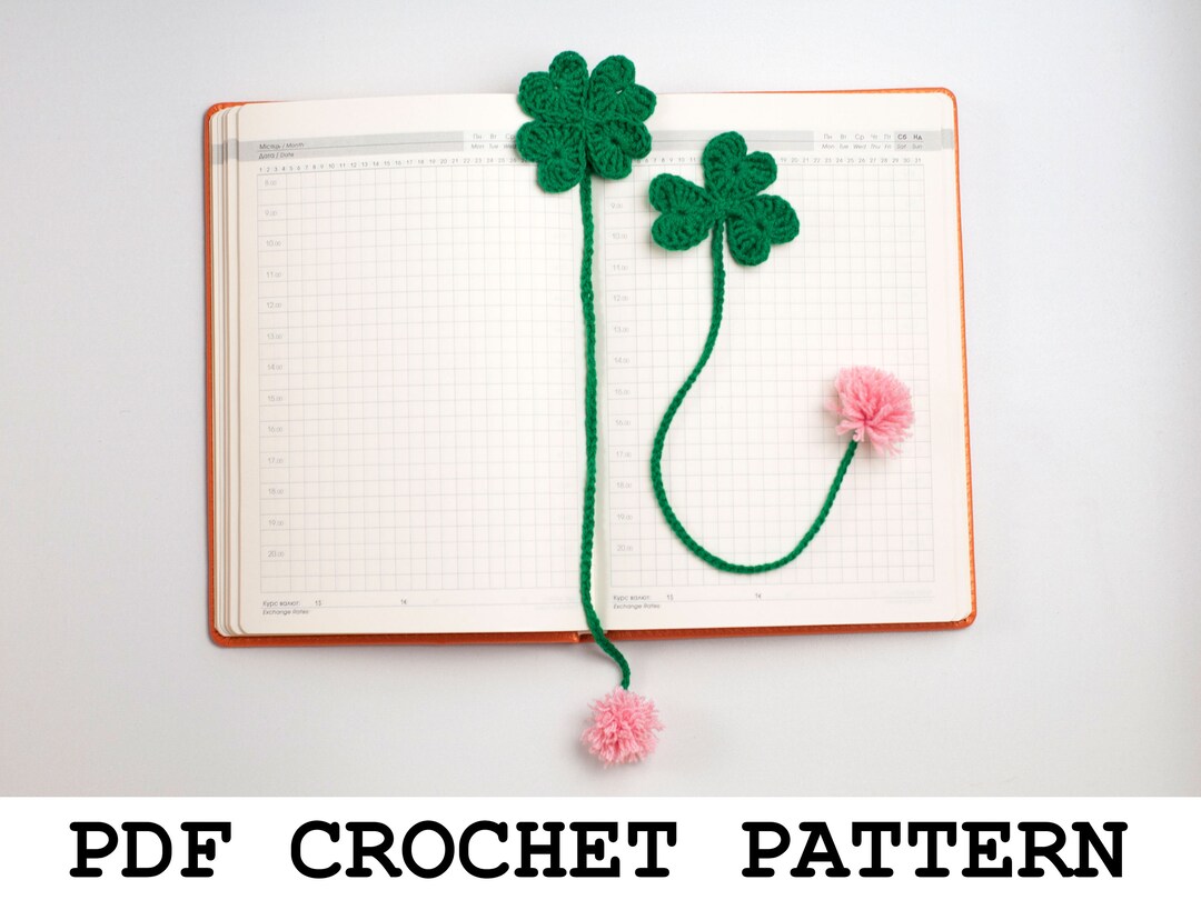 Lucky 4 Leaf Clover Bookmark Crochet Pattern PDF. Easy Beginner Crochet ...