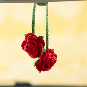 Rear View Mirror Charm Rose Flower Crochet Pattern PDF Amigurumi Car ...