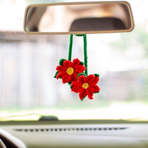 Rear View Mirror Charm Poinsettia Flower Crochet Pattern PDF Amigurumi ...