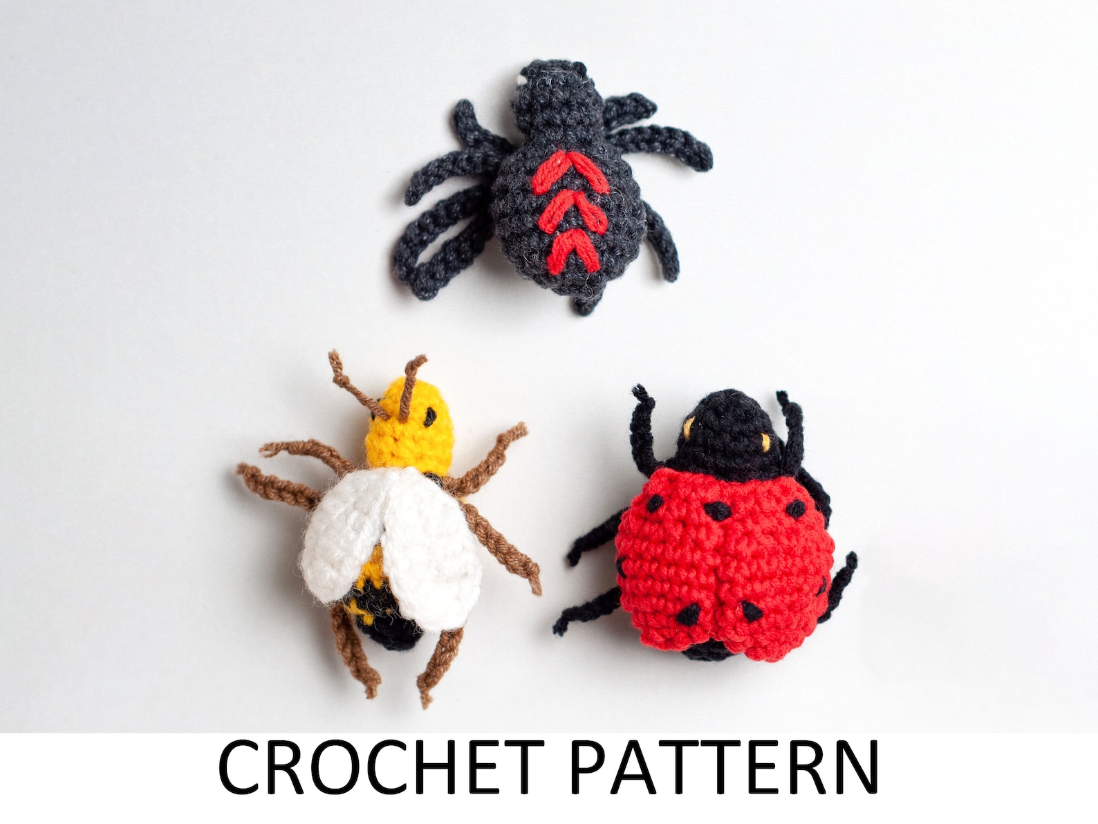 Insects Crochet Patterns Bundle. Bee Pattern, Ladybug Pattern, Spider ...