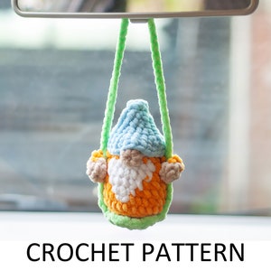 Gnome on a Swing Crochet Charm Pattern PDF. Crochet Car Hanger. Cute ...