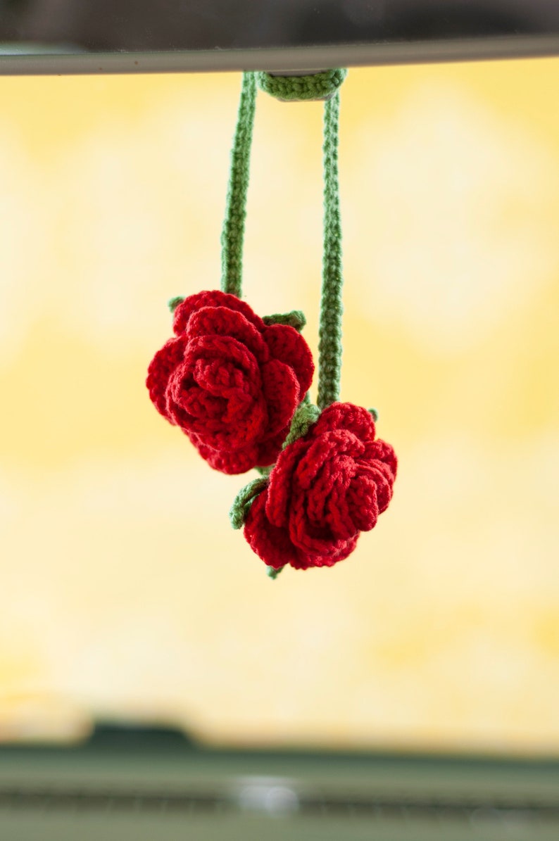 Rose Flower Crochet Pattern. Crochet Car Hanger. Crochet Car Hanging ...