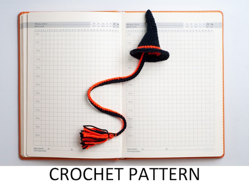 Witch Hat Bookmark Crochet Pattern. Crochet Halloween Bookmark Pattern ...