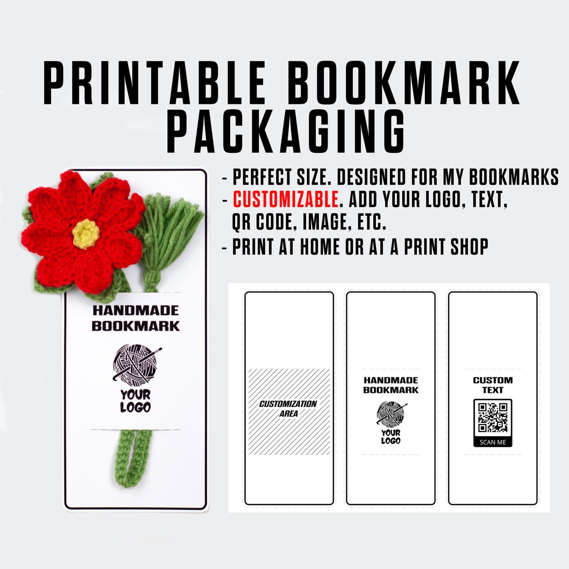 Printable Bookmark Packaging Customization. Made to Order. Personalized ...