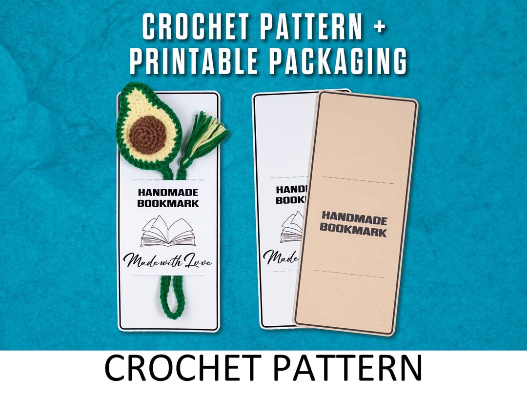 Avocado Bookmark Crochet Pattern With Printable Packaging. Fruit ...