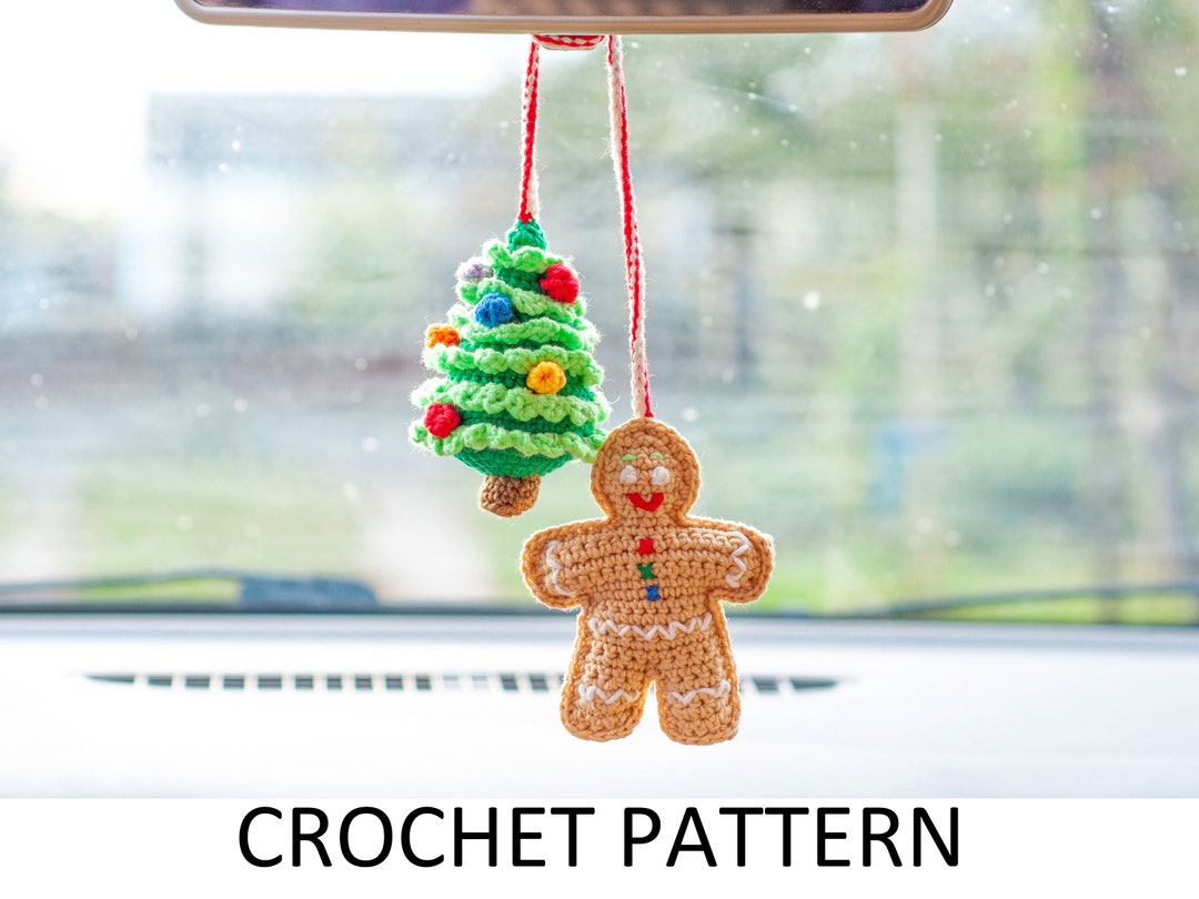 Christmas Tree and Gingerbread Car Charm Pattern PDF. Rear View Mirror ...