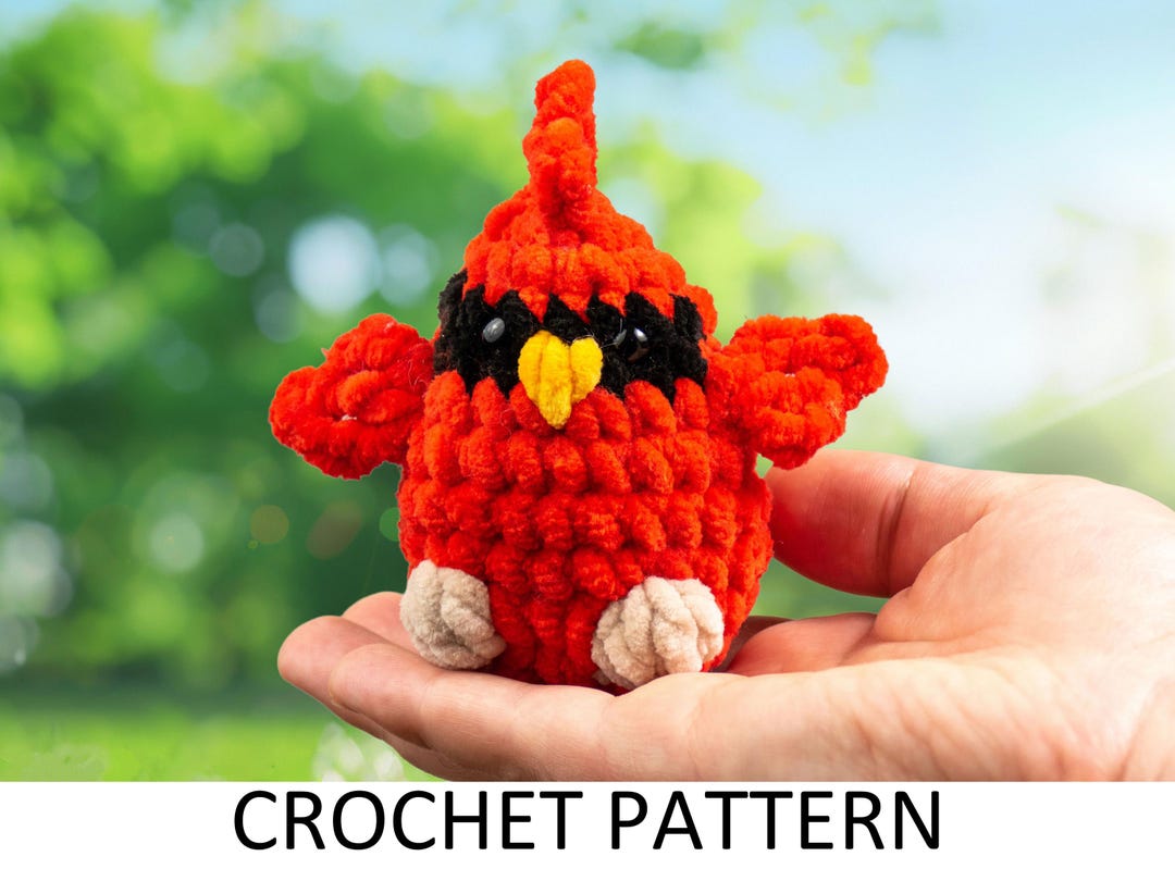 Northern Cardinal Crochet Pattern. Easy No Sew Plush Toy. Mini Redbird ...