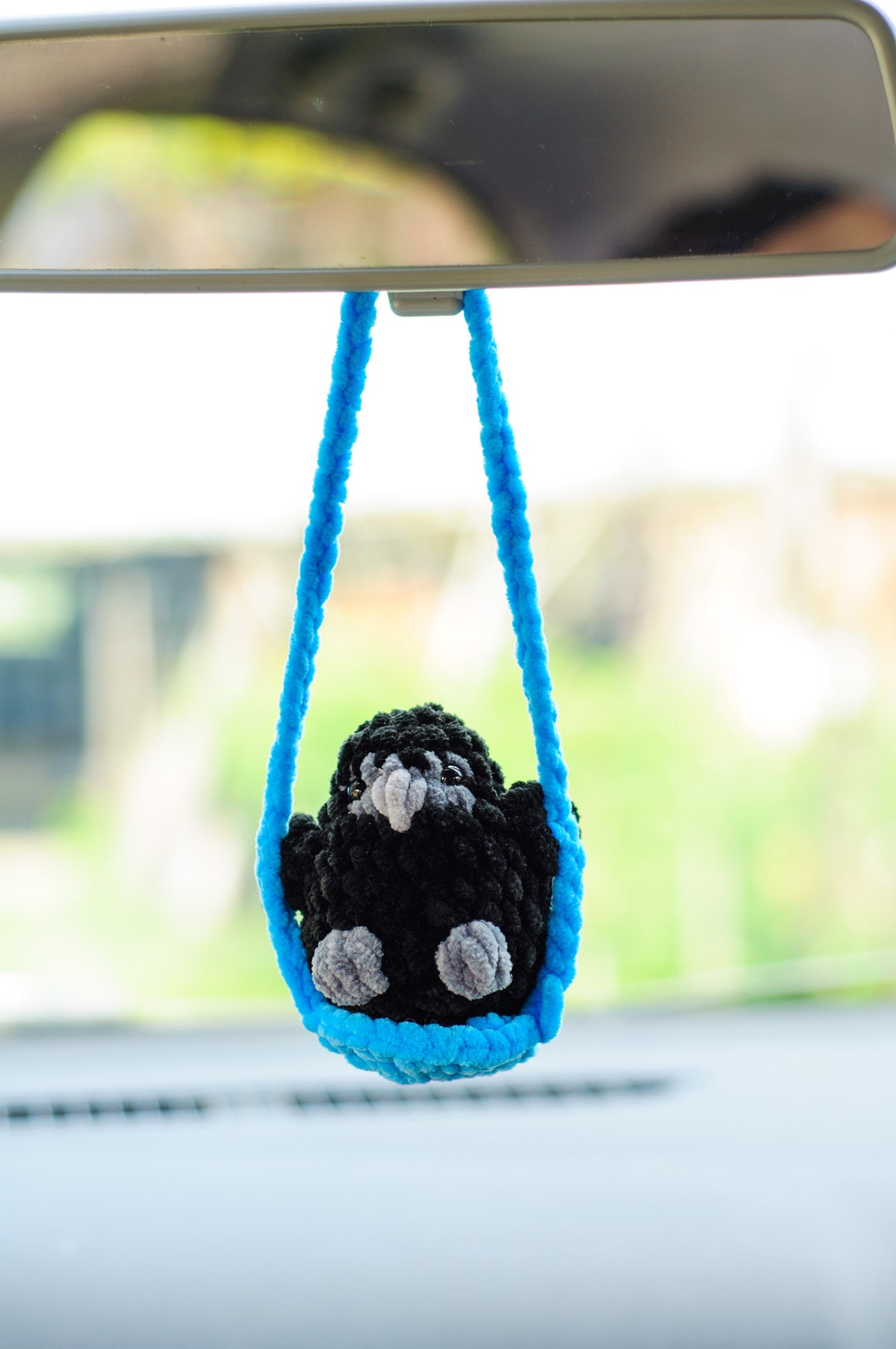 Crow on a Swing Crochet Pattern. Crochet Car Hanger. Crochet Bird Plush ...