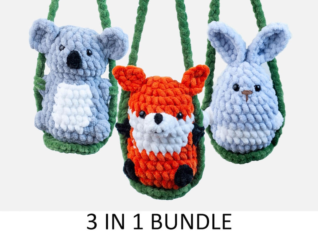 Animals on a Swing Crochet Charm Pattern PDF. Fox, Bunny, Koala Buddy ...