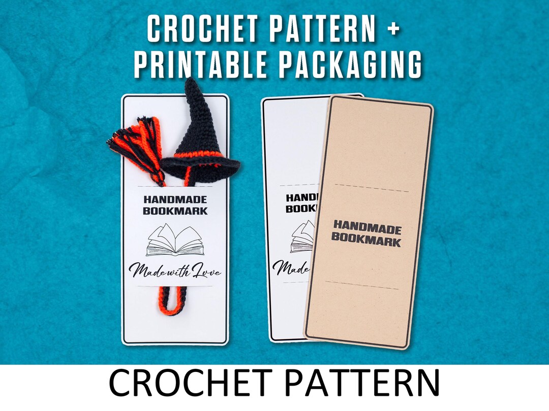 Witch Hat Bookmark Crochet Pattern With Printable Packaging. Halloween ...