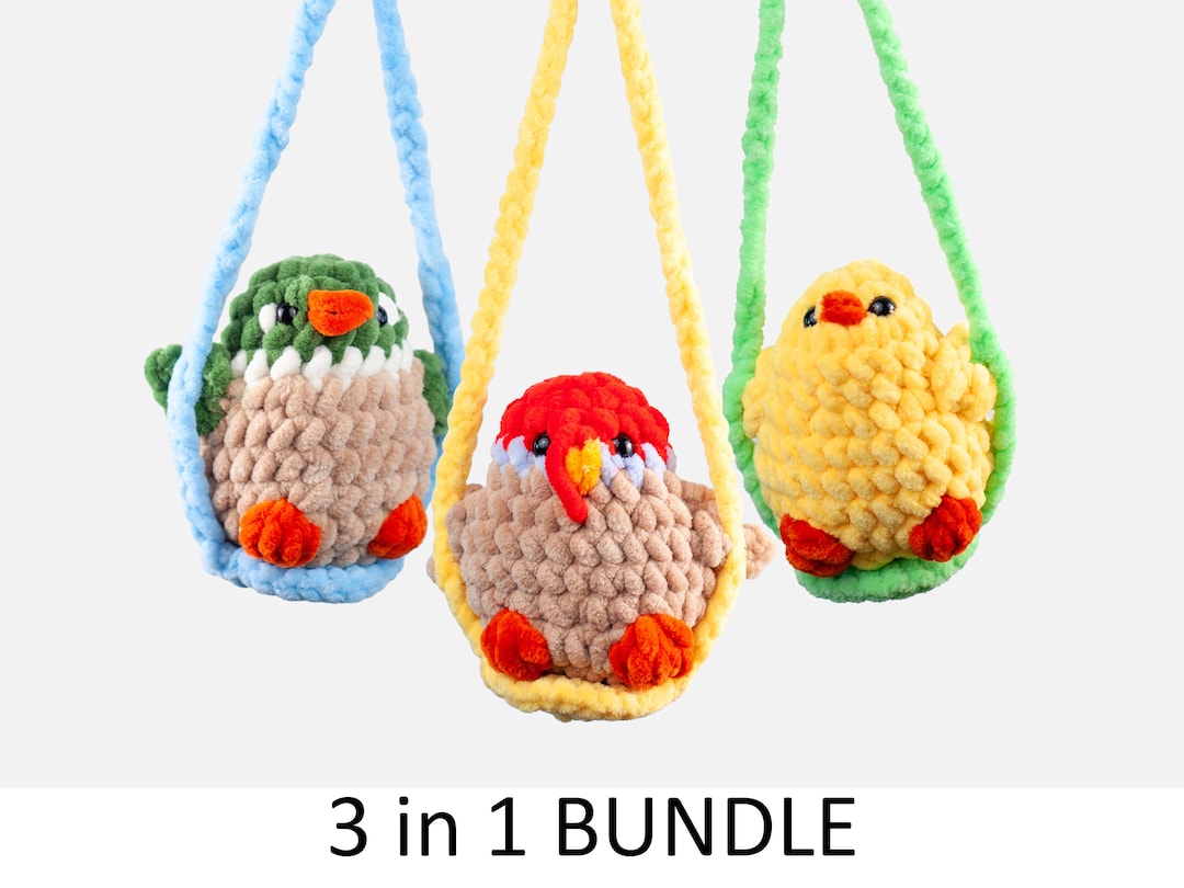 Birds on a Swing Crochet PDF Pattern. Crochet Car Charm. Crochet Car ...