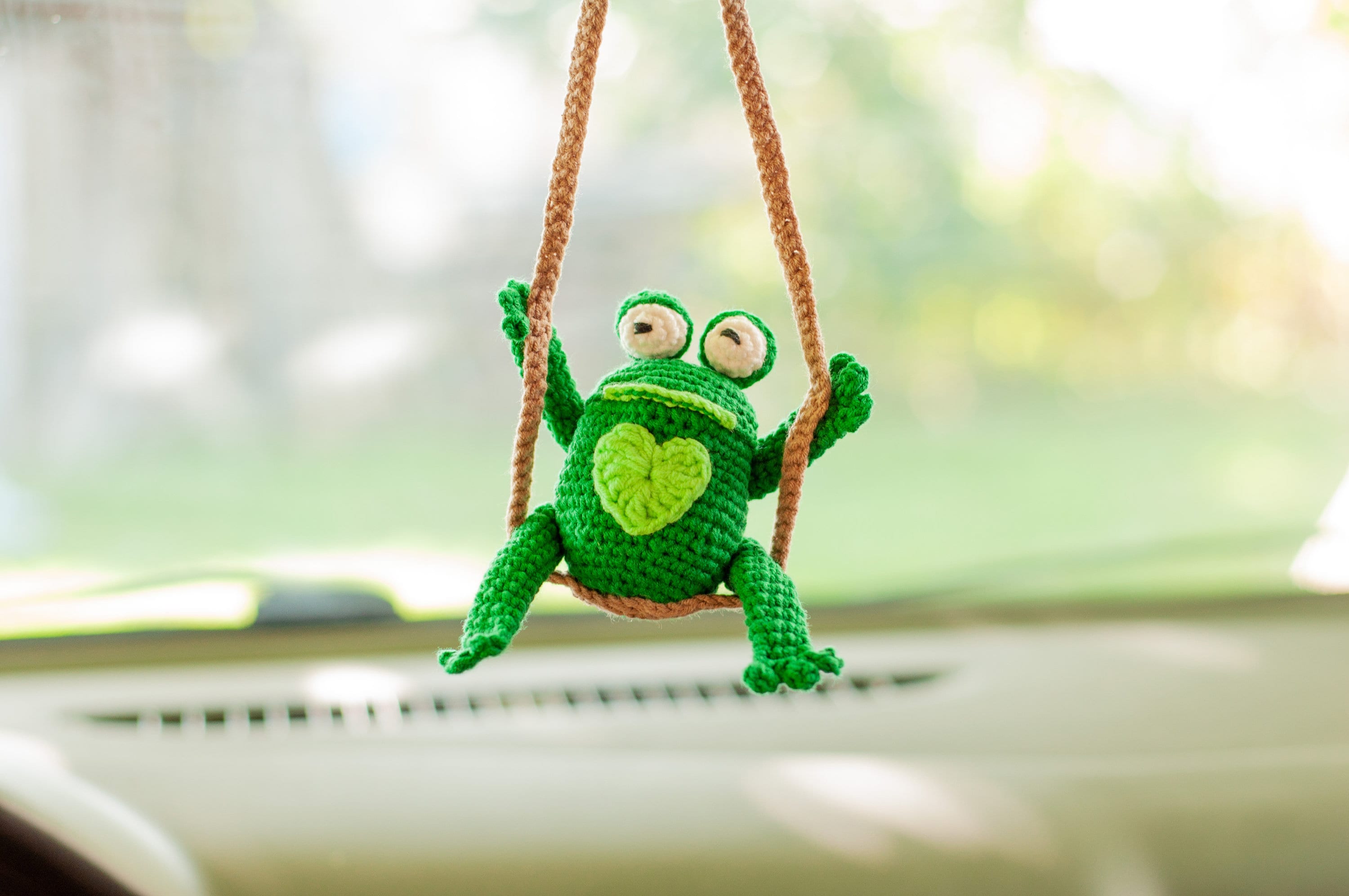 Frog on a Swing Crochet Pattern. Cute Crochet Car Hanger. Crochet Car ...