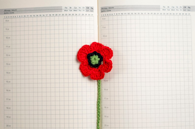 Poppy Flower Bookmark Crochet Pattern PDF. Easy Beginner - Etsy