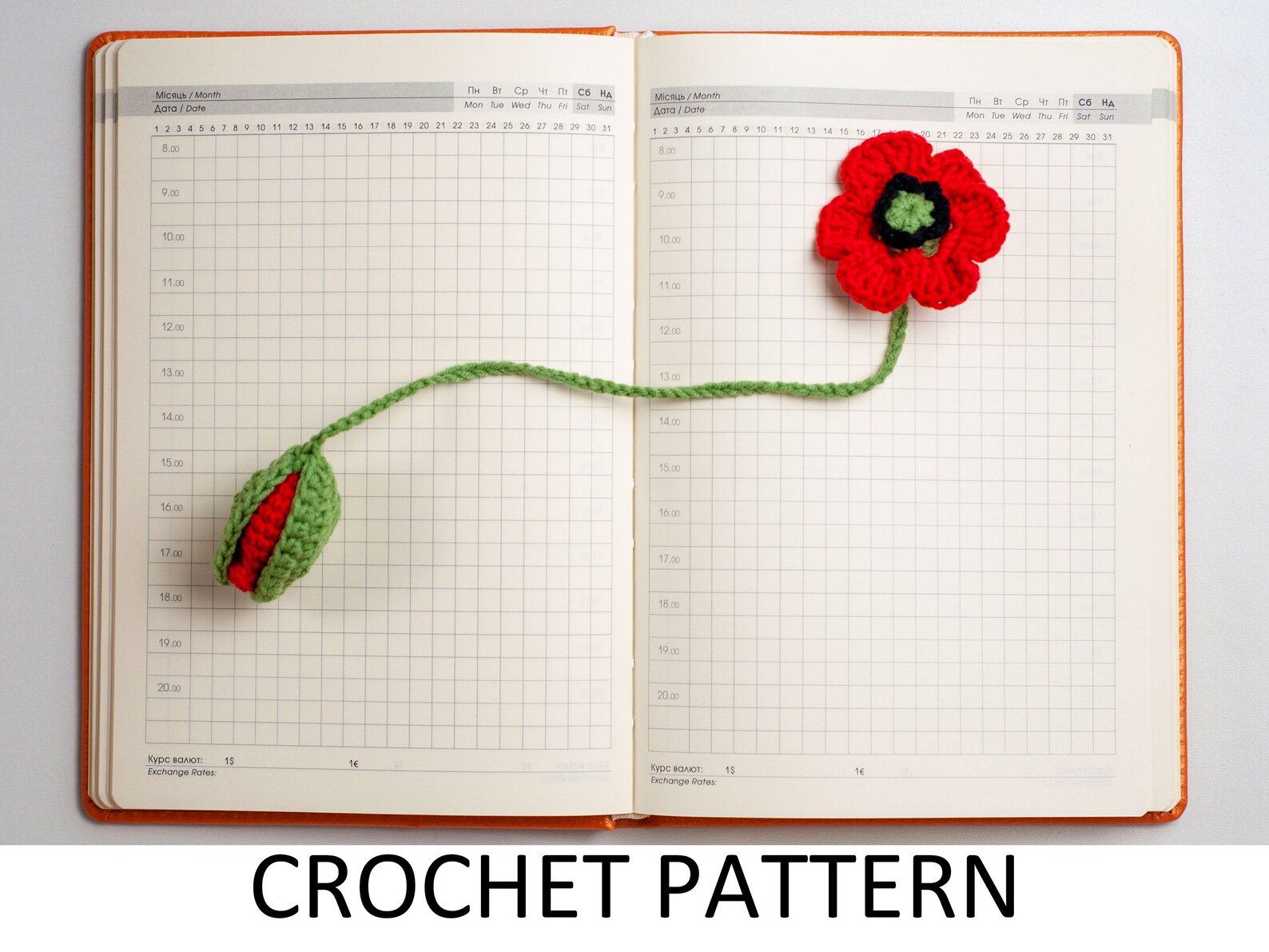 Poppy Flower Bookmark Crochet Pattern PDF. Easy Beginner - Etsy