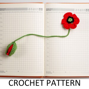 Poppy Flower Bookmark Crochet Pattern PDF. Easy Beginner - Etsy