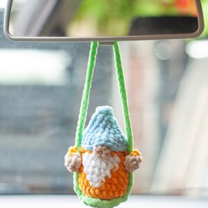 Gnome on a Swing Crochet Charm Pattern PDF. Crochet Car Hanger. Cute ...