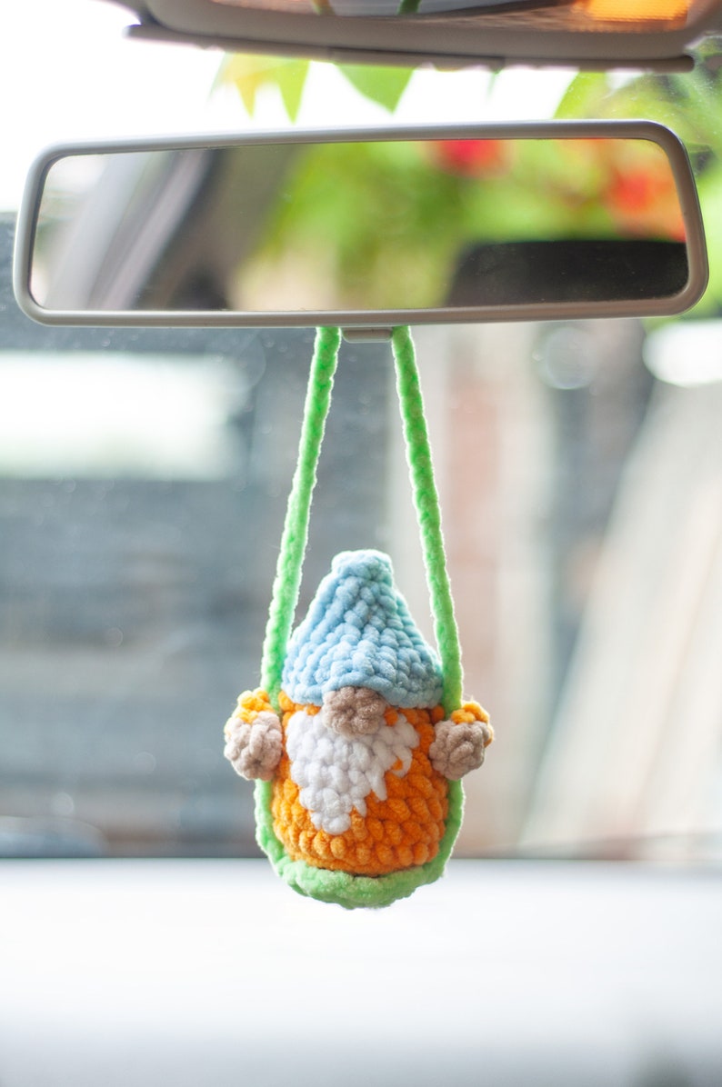 Gnome on a Swing Crochet Charm Pattern PDF. Crochet Car Hanger. Cute ...