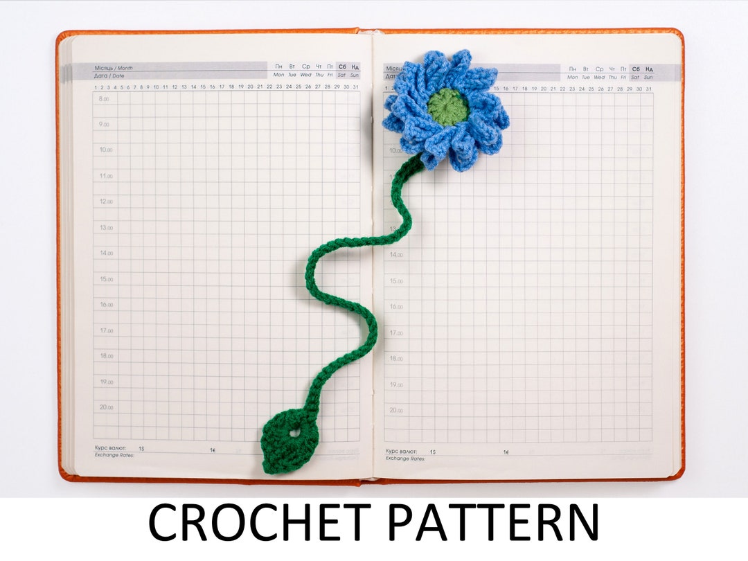 Aster Crochet Bookmark Pattern. Crochet Flower Bookmark. Crochet Flower ...
