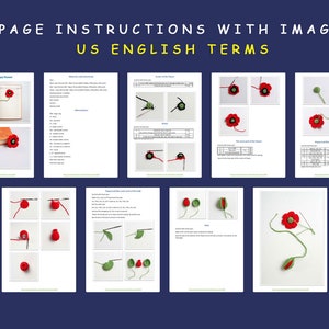 Poppy Bookmark Crochet Pattern. Crochet Flower Bookmark. Crochet Flower ...