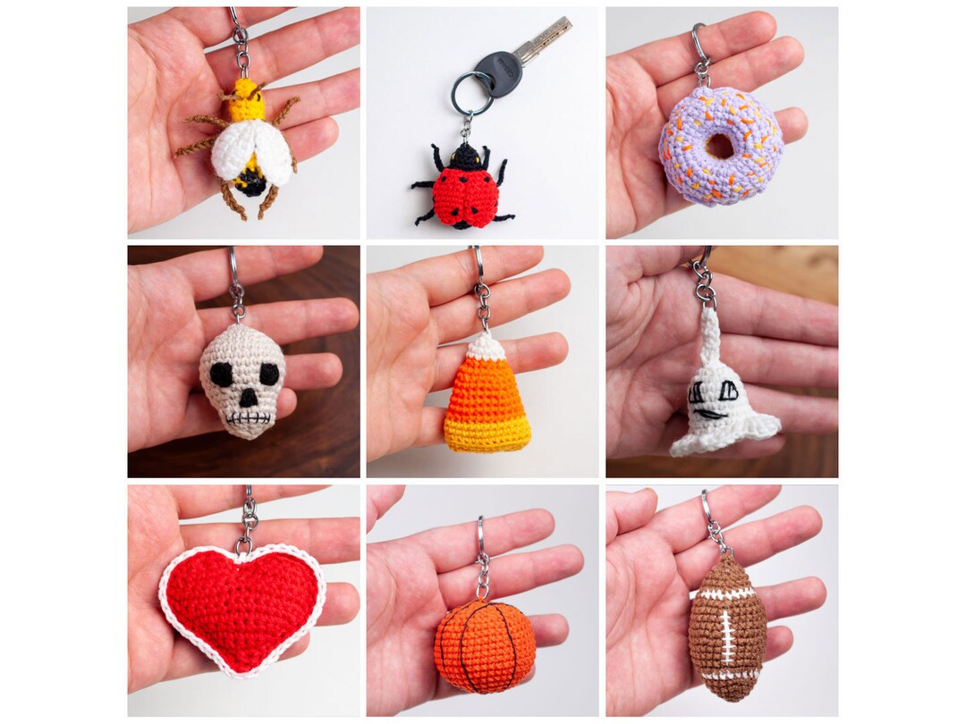 9 Keychain Crochet Bundle Pattern. Amigurumi Keychain Pattern ...