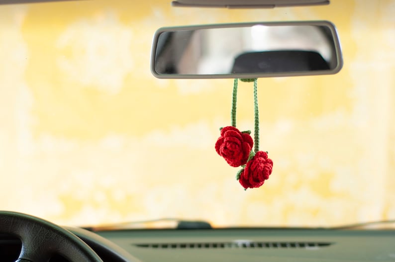 Rose Flower Crochet Pattern. Crochet Car Hanger. Crochet Car Hanging ...