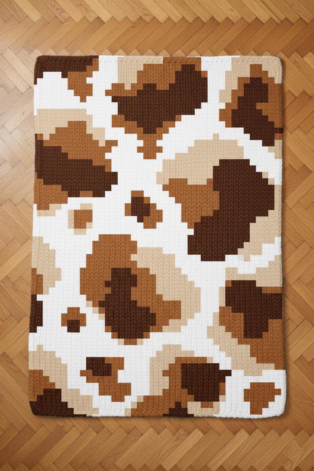 Brown Cow Print Finger Knitting Pattern. Chunky Chenille Yarn Knit ...