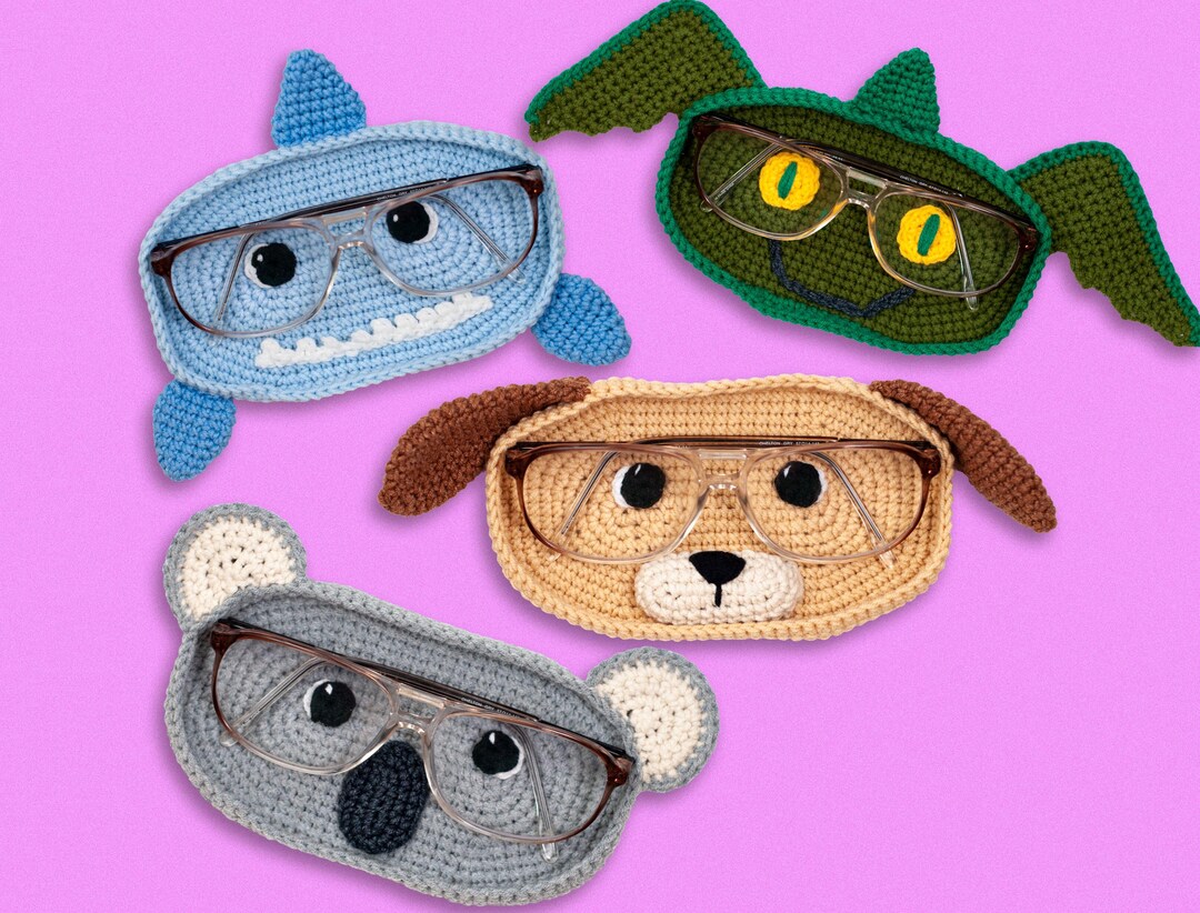 4 Crochet Glasses Holder Pattern Bundle. Amigurumi Animal Crochet ...