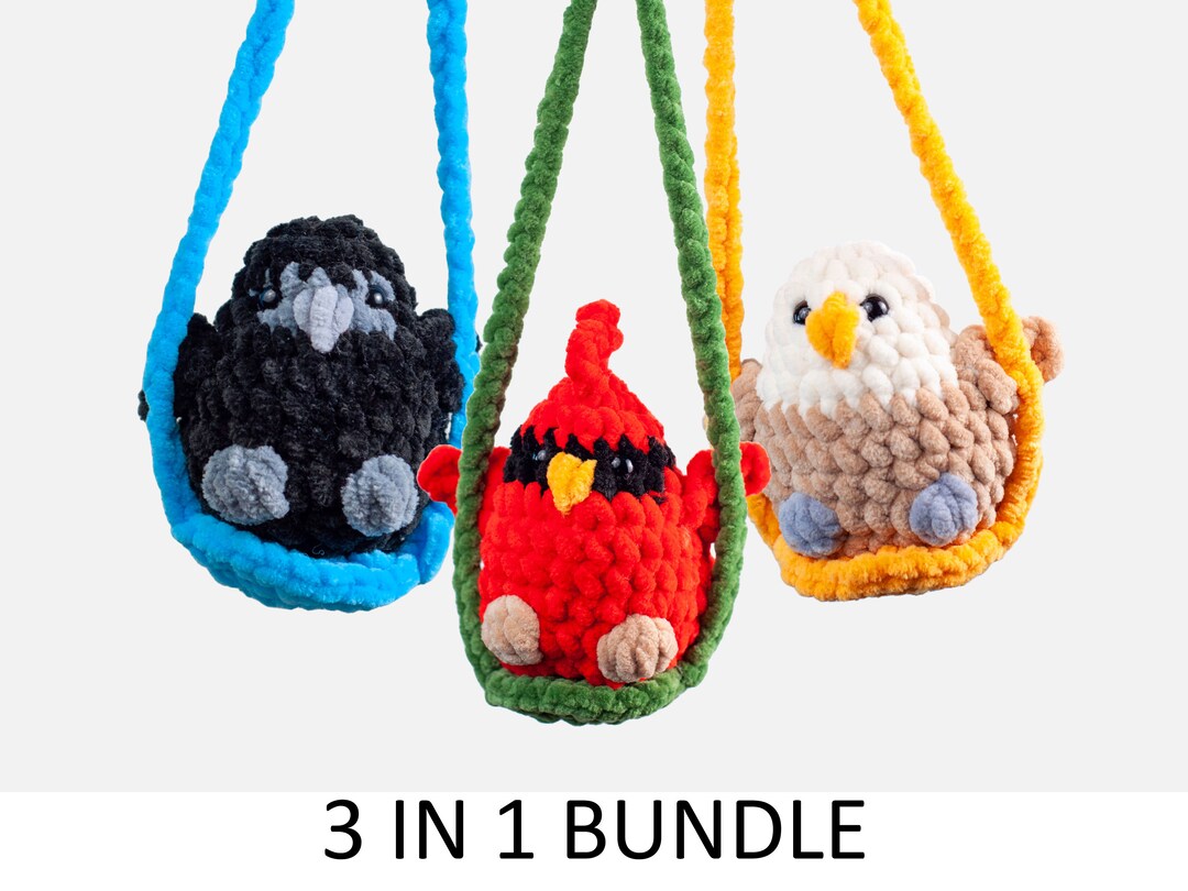 Birds on a Swing Crochet Pattern. Crochet Car Charm. Crochet Car Hanger ...