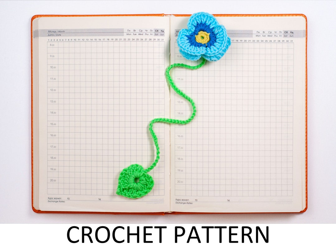 Pansy Bookmark Crochet Pattern. Crochet Flower Bookmark. Crochet Flower ...