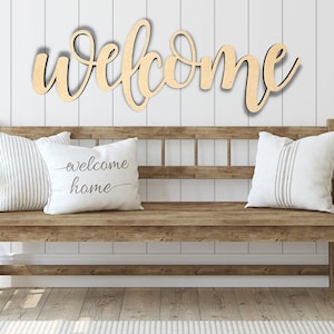 LARGE Connected Letters | Welcome Decor | Wooden Cutout Word | Script ...