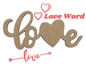 LOVE Block Word Love Wooden Cutout Word Love With Heart | Etsy