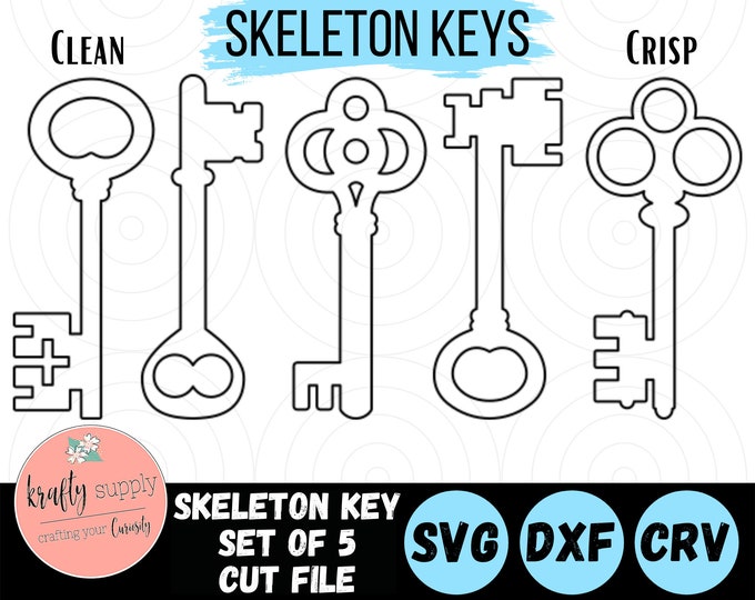 Skeleton Keys Set of 5 Key SVG Files Cut Files Clean Vector Files Easy ...