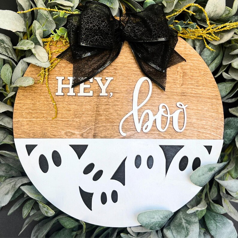 Letrero grande de "Hey Boo" / Decoración de Halloween / Letrero de ...