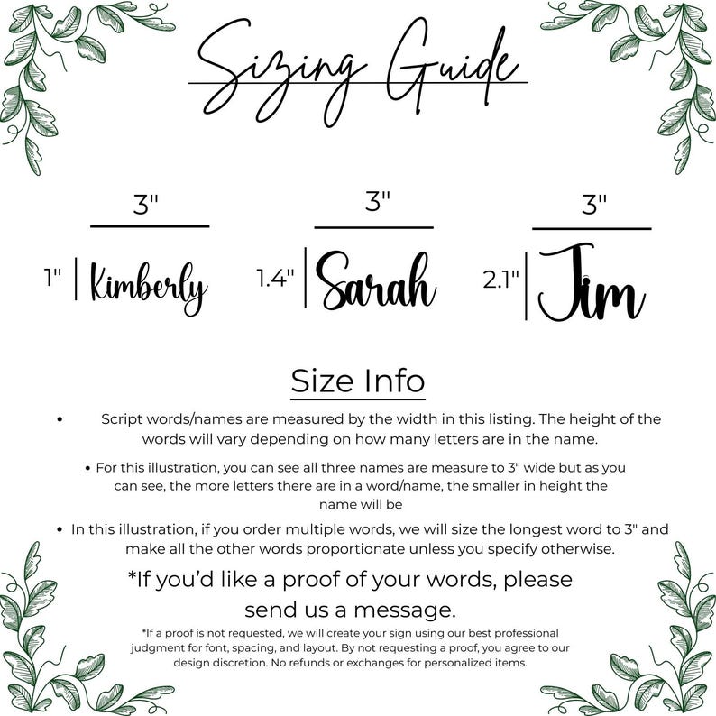 Custom Words, Wedding Names, Birthday and Table Numbers, Script Wording ...