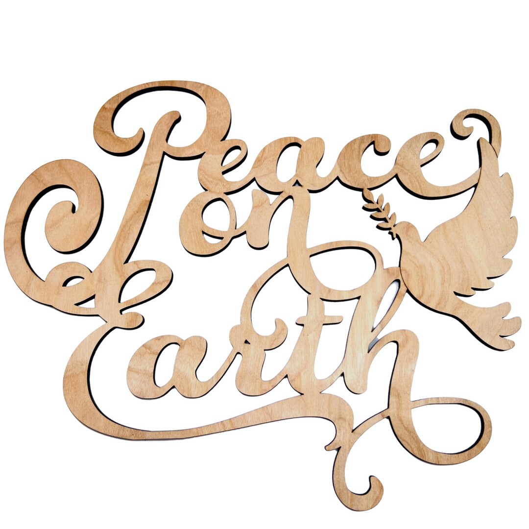 Small Peace on Earth With Dove Cutout | Merry Christmas Wood Letter ...
