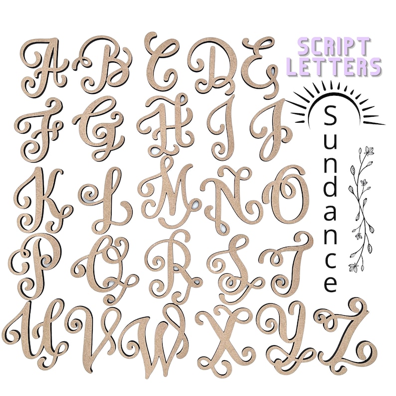 Large Sundance Font Cursive Cute Letters Laser Cut Letters - Etsy