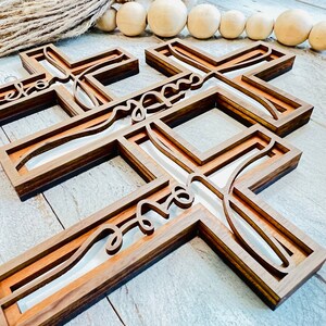 Connected - Set of 3 Wall Cross | 3 Layer Cross Decor | Inspirational ...