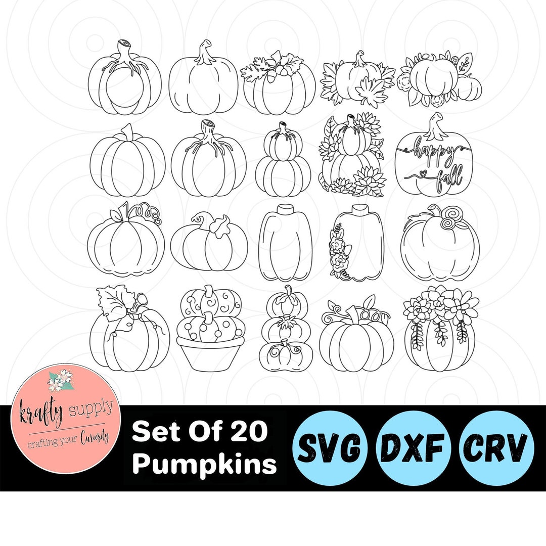 Set of 20 Detailed Pumpkins | Fancy Pumpkins SVG | Fall Halloween Cut ...