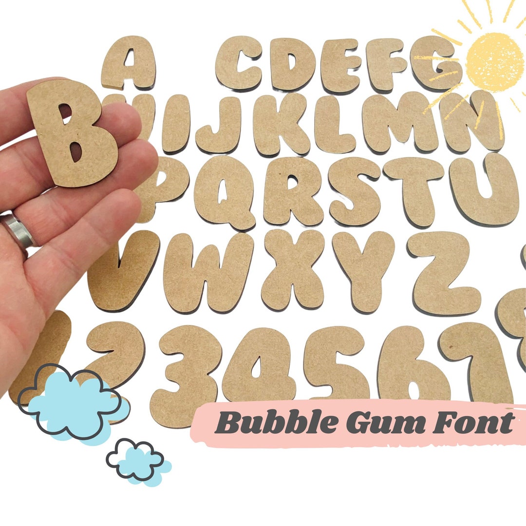 Small Bubble Gum Font | Wooden Letters | Laser Cut Letters | Sweet and ...