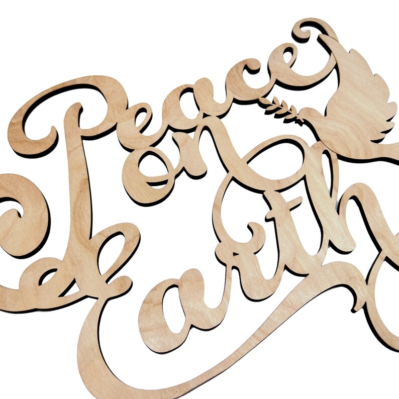 Small Peace on Earth With Dove Cutout | Merry Christmas Wood Letter ...