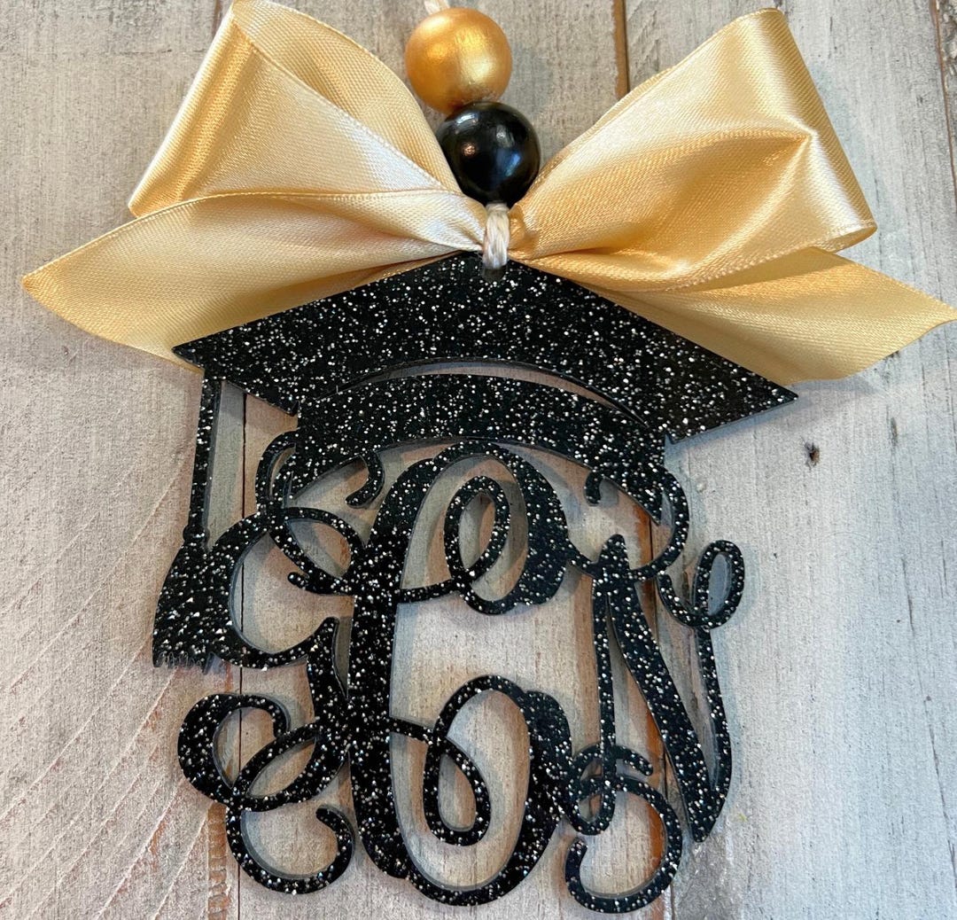 Graduation Car Charm | Graduation Cap Monogram | Graduation Monogram - Etsy