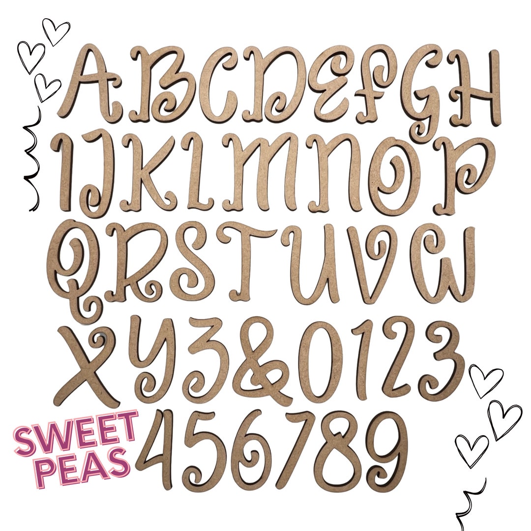 Small Sweet Peas Font | Cute and Fun Letters | Wooden Letters | Laser ...