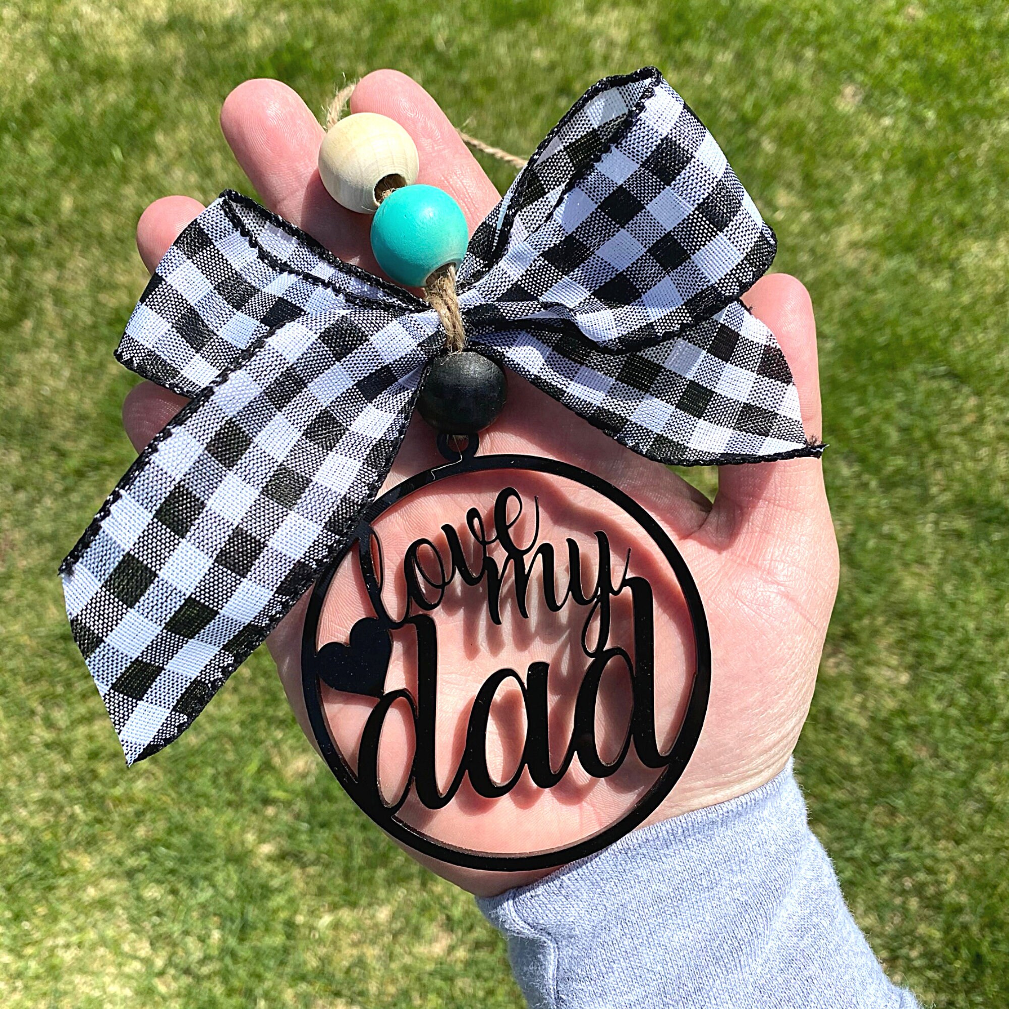Personalized Dad Car Charm Boho Acrylic Monogram Beaded Car | Etsy