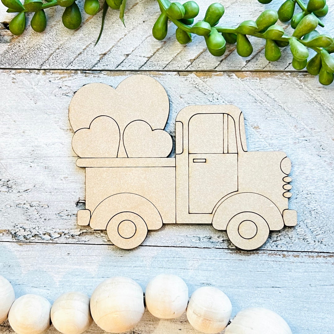 Small Valentine Truck Valentine Crafts Old Truck Wood Cutout Valentine ...