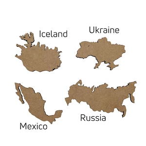 Laser Cut Wood Country and Territory Shapes | World Map Wall Decor ...