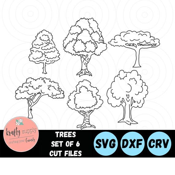 Trees SVG Files Set of 6 Outdoor SVG Fall Trees PNG | Etsy